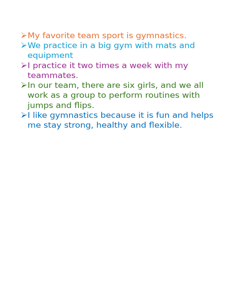 My Favorite Team Sport is Gymnastics | PDF