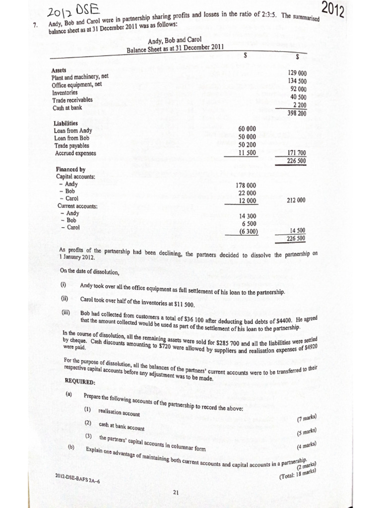 Partnership Dissolution Accounting Guide | PDF | Balance Sheet ...