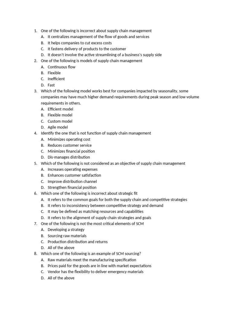 SCM (questions) | PDF