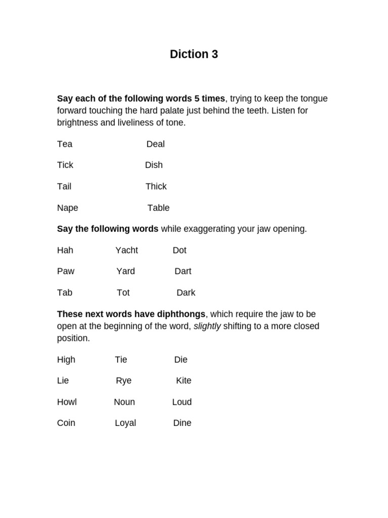 Diction 3 | PDF