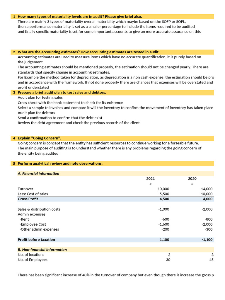 Audit_Test | PDF | Audit | Going Concern