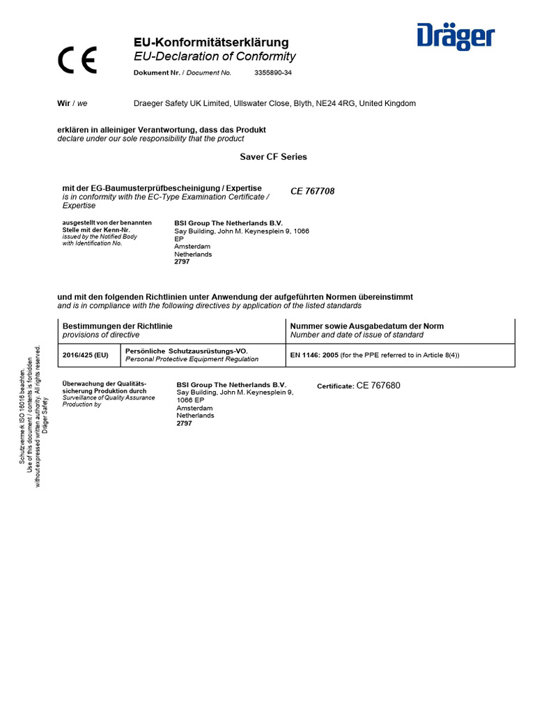 Saver CF Declaration of Conformity 3355890-34 | PDF | Regulatory ...
