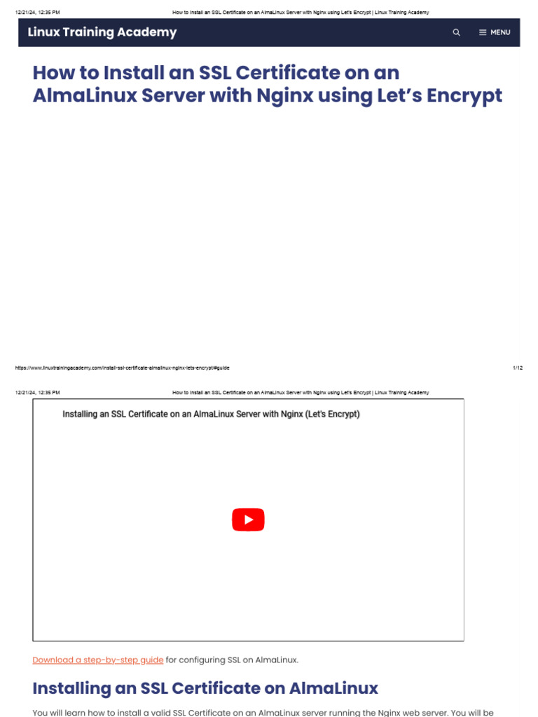 How to Install an SSL Certificate on an AlmaLinux Server With Nginx Using Let’s Encrypt _ Linux ...
