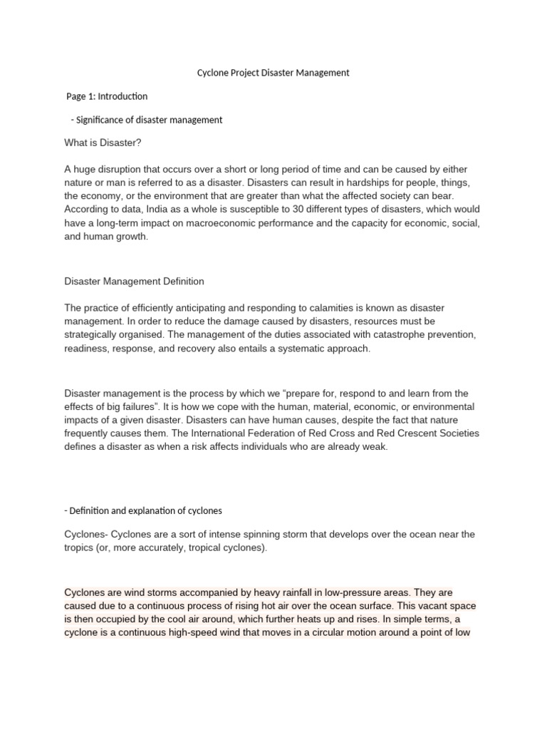 Cyclone Project Disaster Management | PDF | Tropical Cyclones | Storm Surge