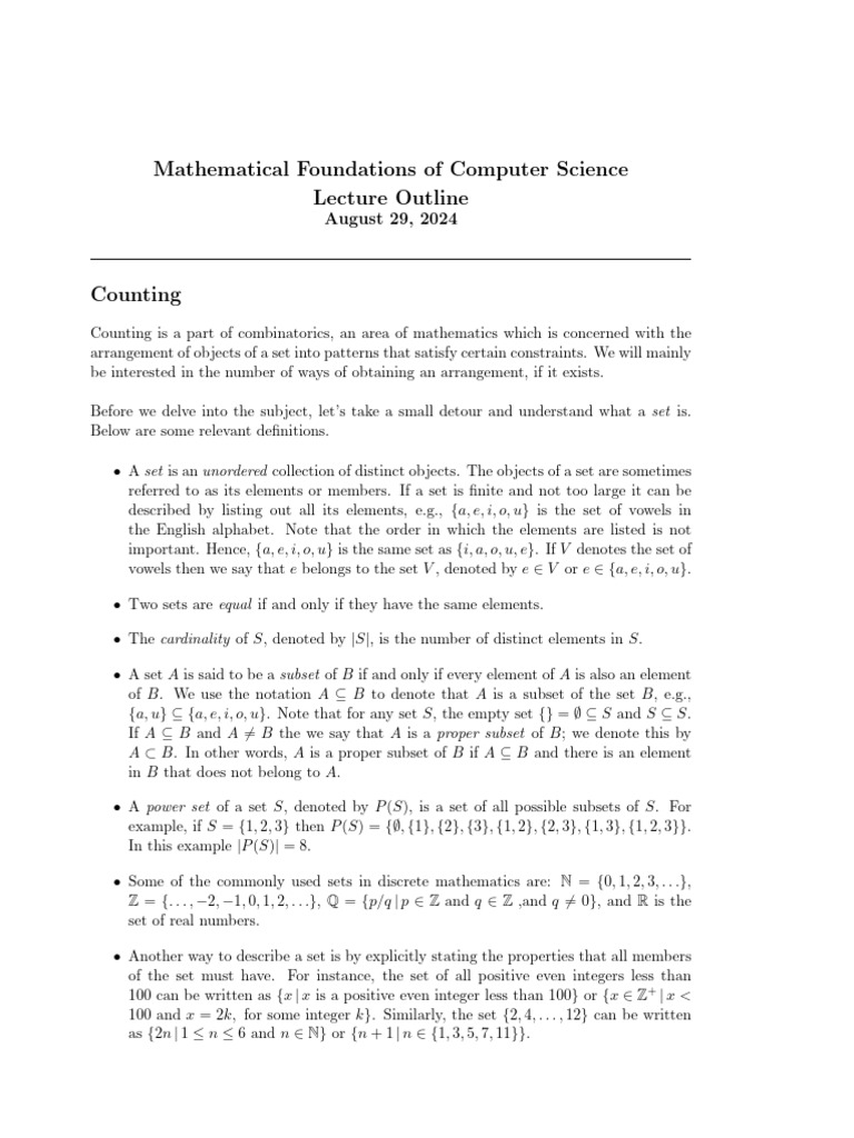 CIS 1600 Lecture 2 | PDF | Set (Mathematics) | Empty Set