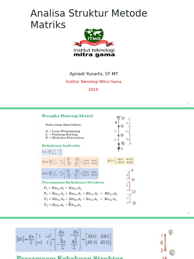 Slide Analisa Struktur Metode Matriks - Pert Ke 5 | PDF