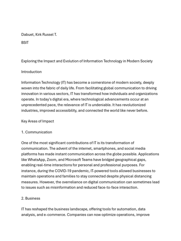 It - Era - Finalactivity - Dabuet, Kirk Russel T. | PDF | Electronic Health Record | Computing