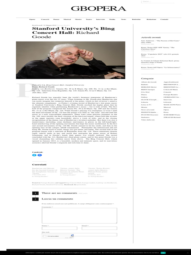 Stanford University's Bing Concert Hall: Richard Goode - GBOPERA | PDF ...