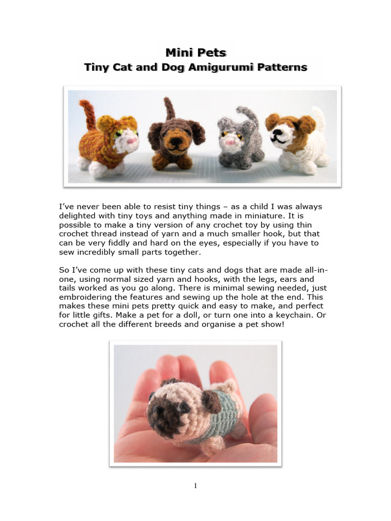 MiniPets TinyCatandDogAmigurumiPatterns | PDF | Crochet | Textile Arts