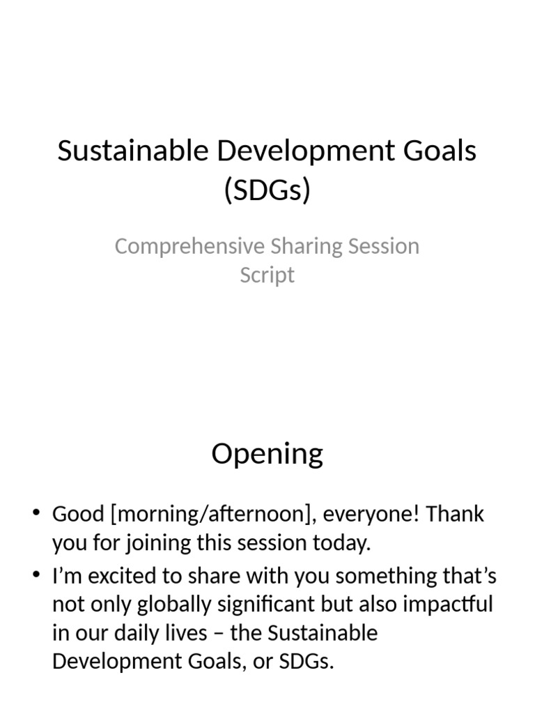 Detailed SDG Sharing Session Presentation | PDF | Sustainability ...