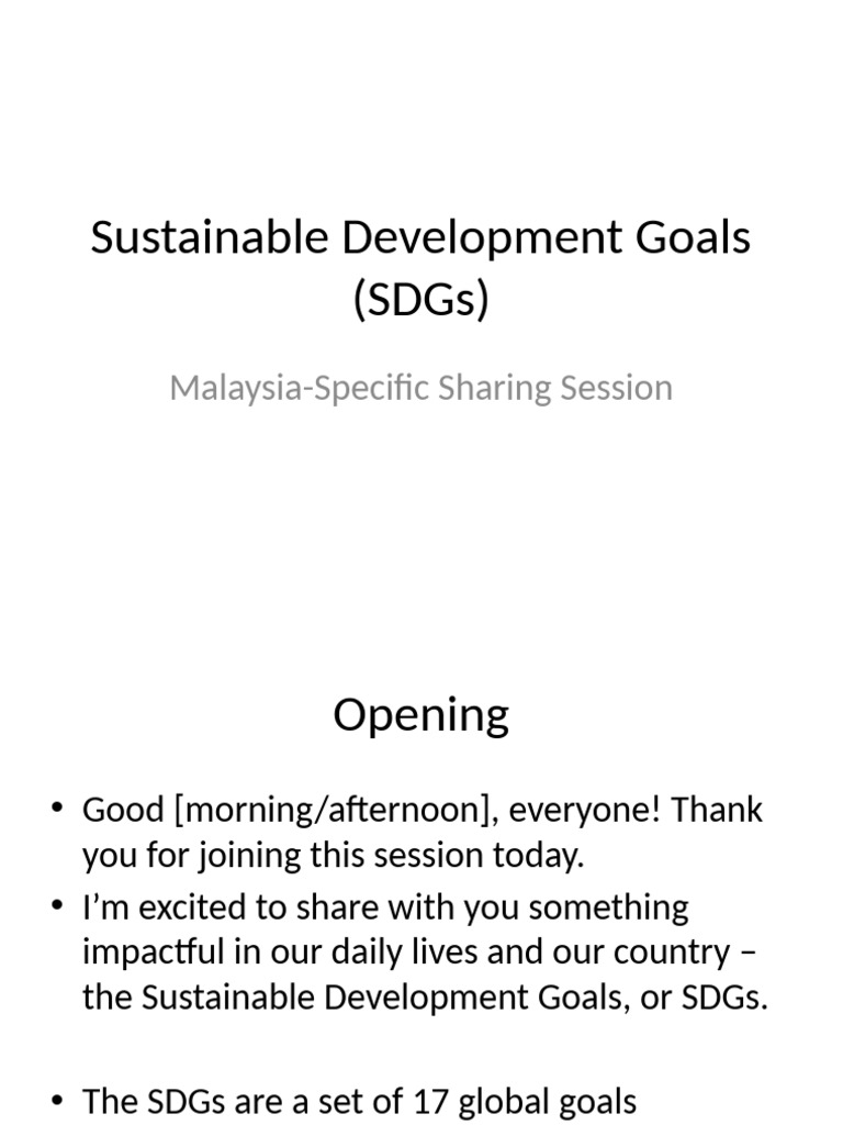 Malaysia Specific SDG Sharing Session Presentation | PDF ...