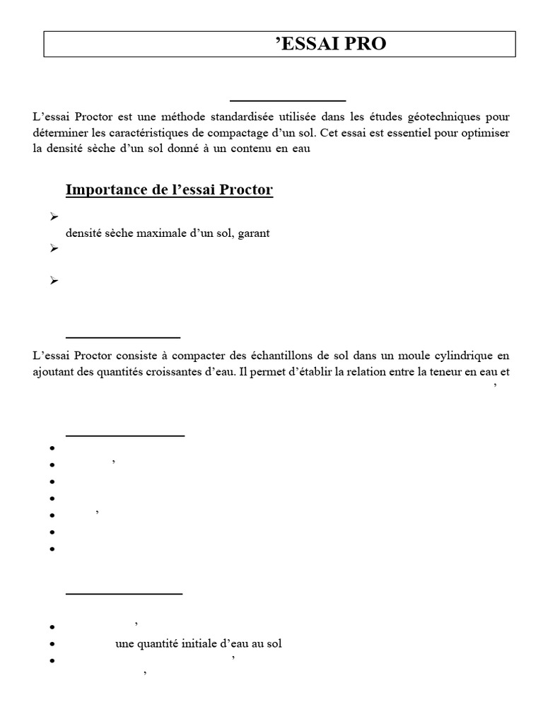 Rapport sur l'Essai Proctor | PDF | Science du sol | Génie géotechnique