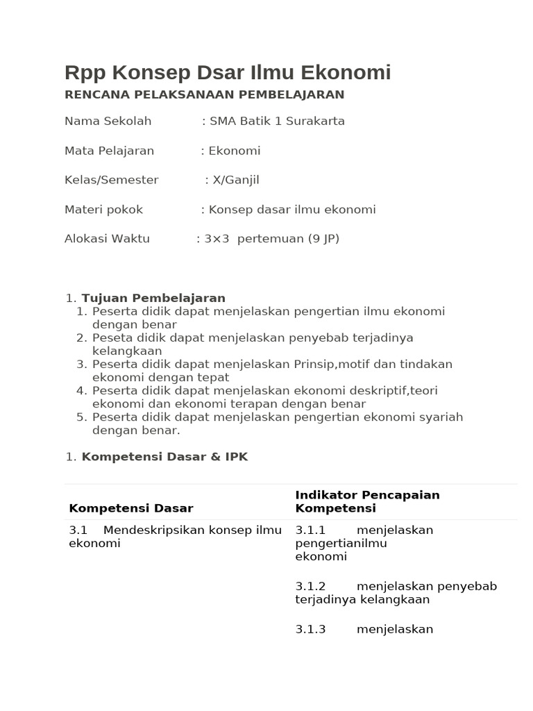 RPP Konsep Dsar Ilmu | PDF