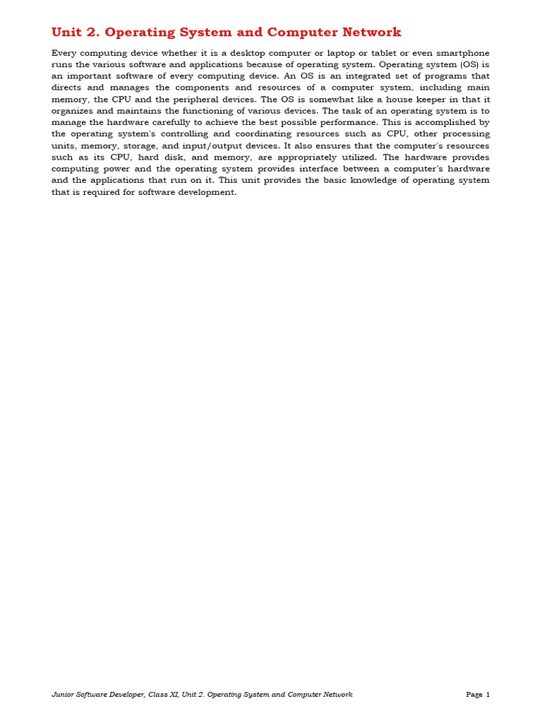 Unit 2. Operating System and Computer Network--15.09.2022 | PDF | Operating System | Process ...