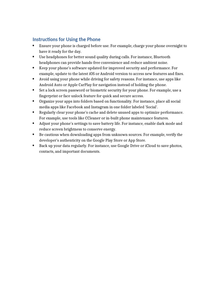 Using Phone Instruction | PDF