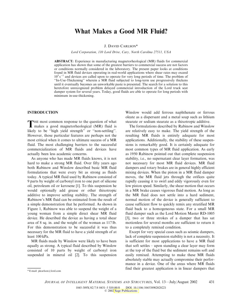 mr fluid 1 | PDF | Viscosity | Force