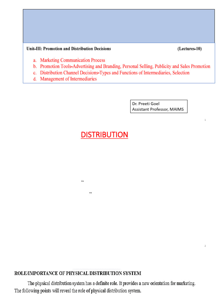 MM PPT - Unit 3 Part B | PDF | Logistics | Warehouse