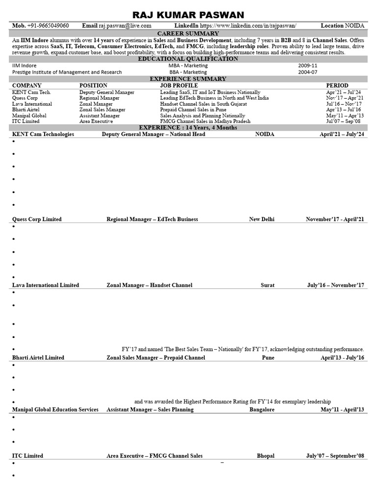 Resume - Raj Kumar Paswan-18 | PDF | Sales | Marketing