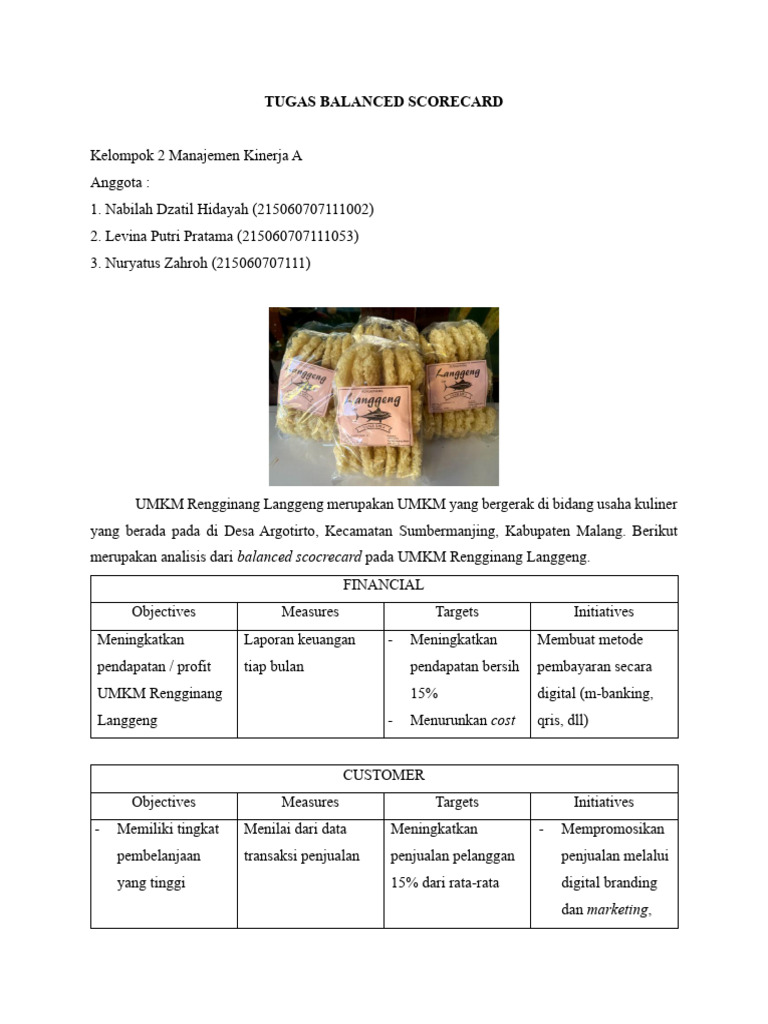 Tugas Balanced Scorecard | PDF