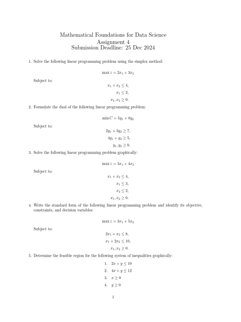 Assignment - 4 Prof - Ramkrishna-1 | PDF | Linear Programming ...