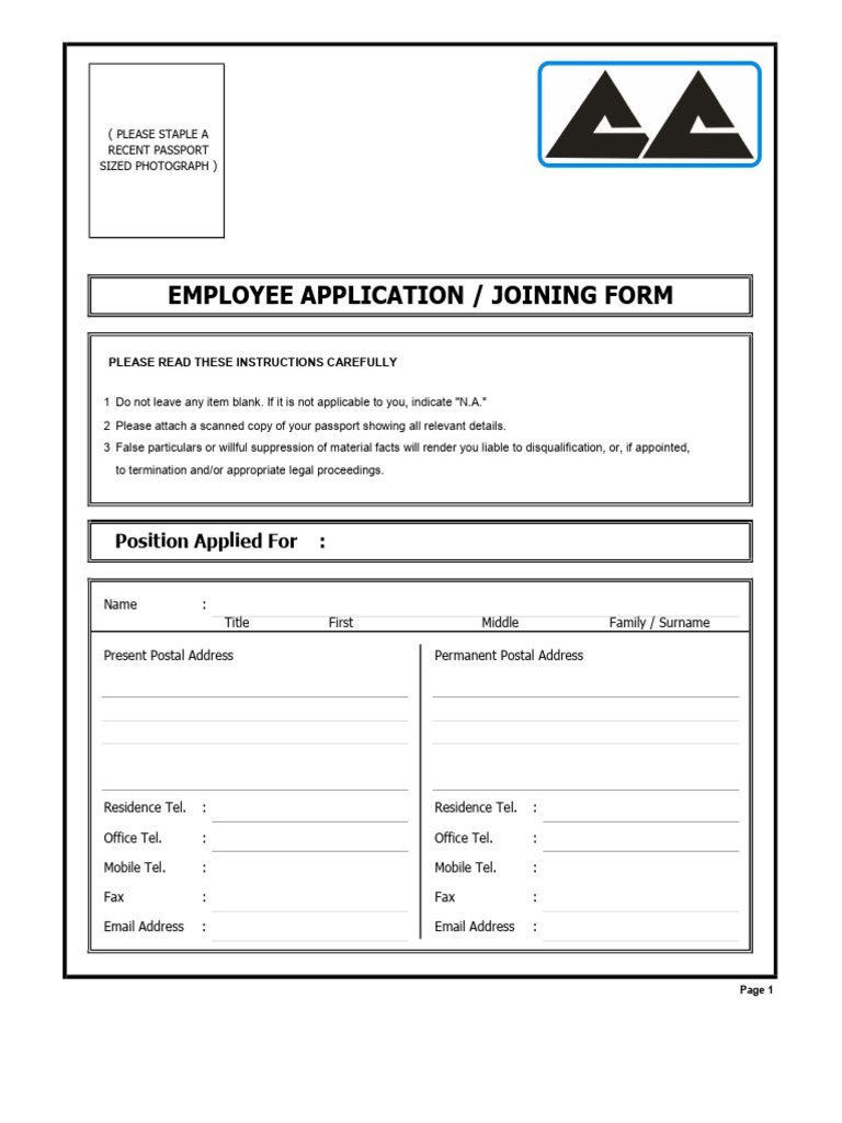 Employee Application Form rev 1 | PDF | Salary | Justice