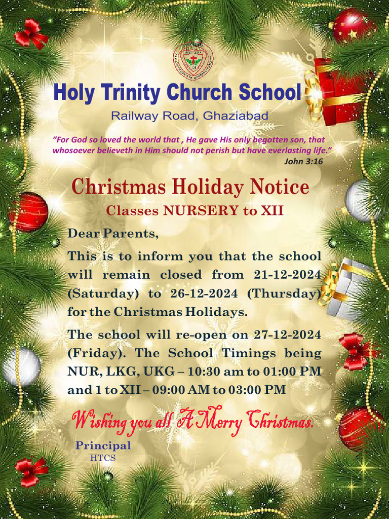 Christmas Holiday Notice | PDF