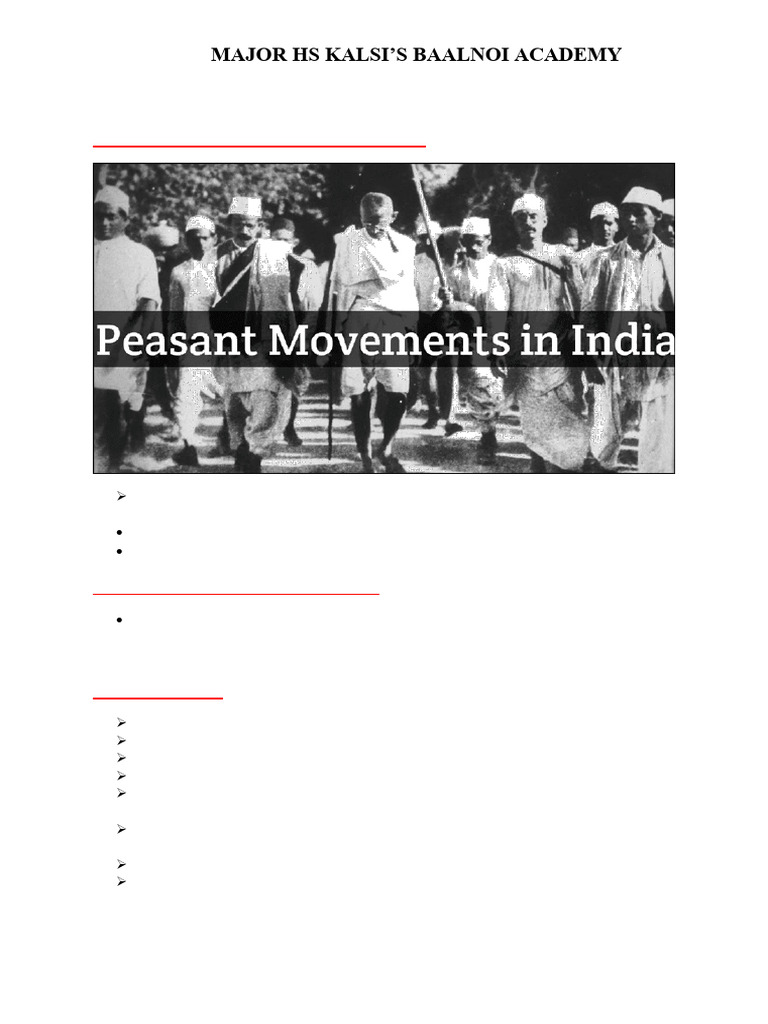 Peasant Movements in India | PDF