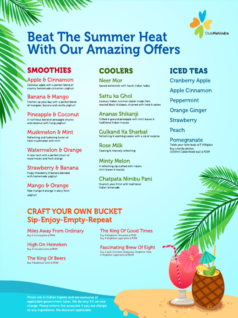 Coolers & Beer Bucket Menu | PDF