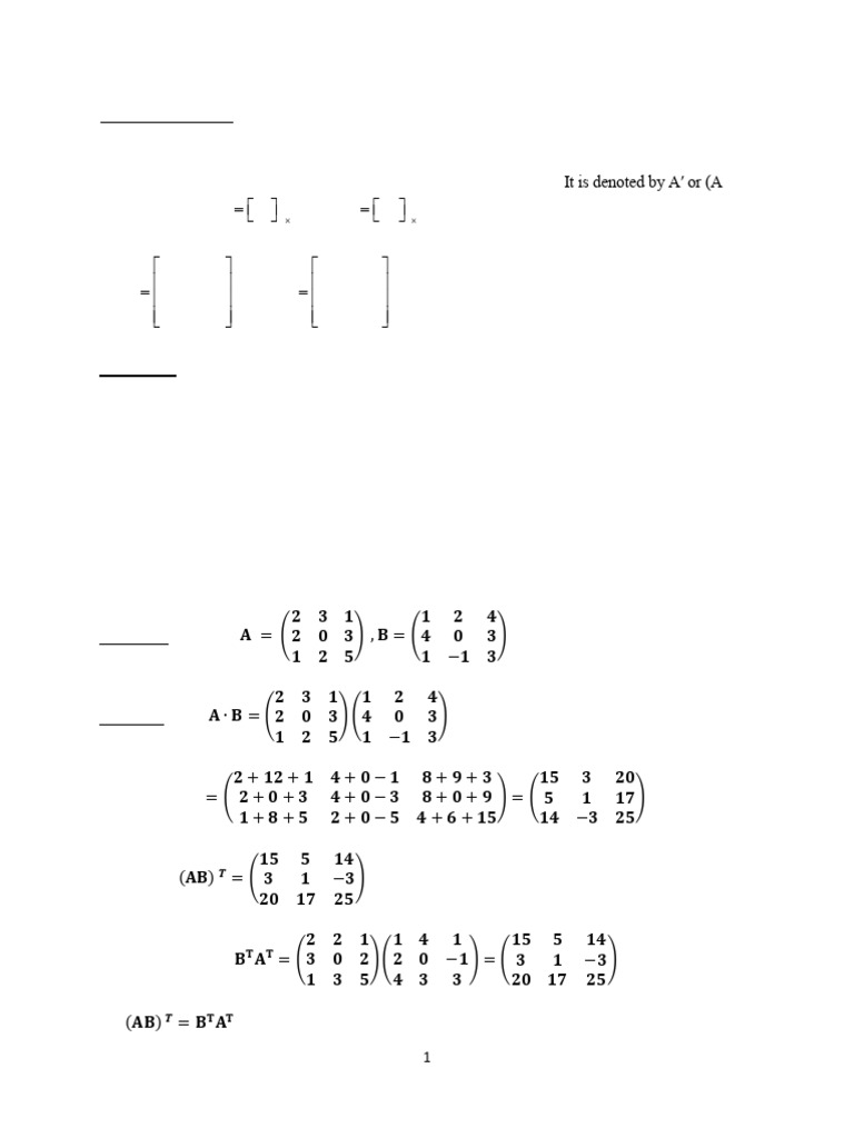 Matrix Transpose and Properties Explained | PDF | Matrix (Mathematics ...