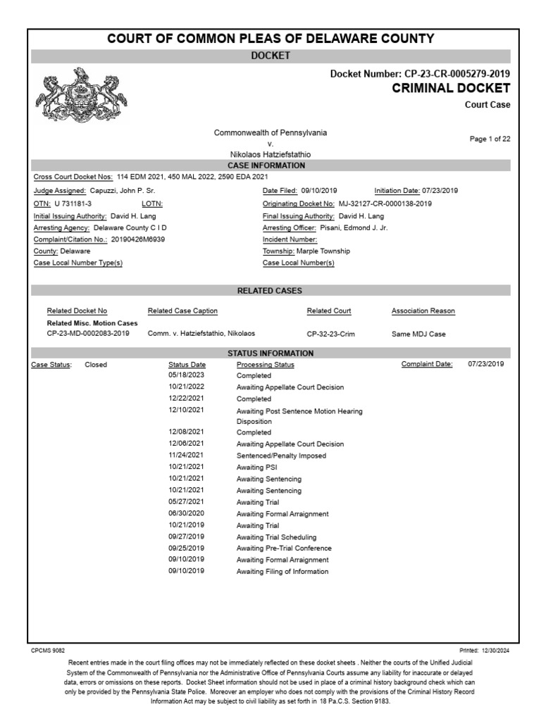 CP Docket Sheet | PDF | Forgery | Criminal Record