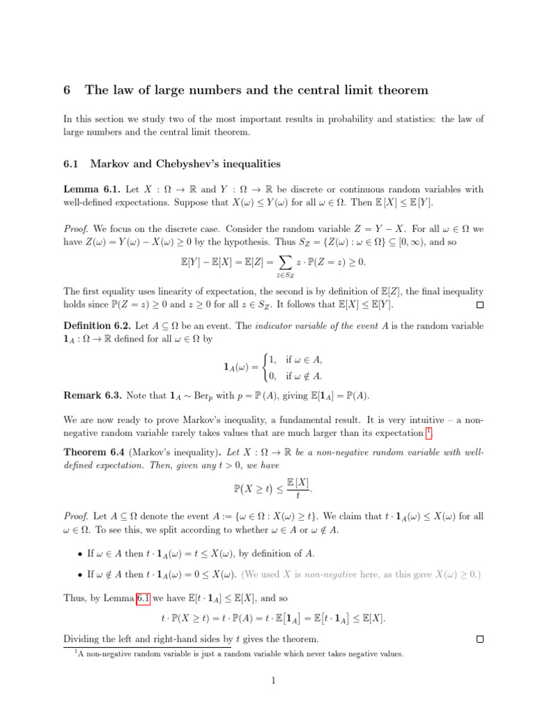 Section 6 - The Law of Large Numbers and The Central Limit Theorem ...