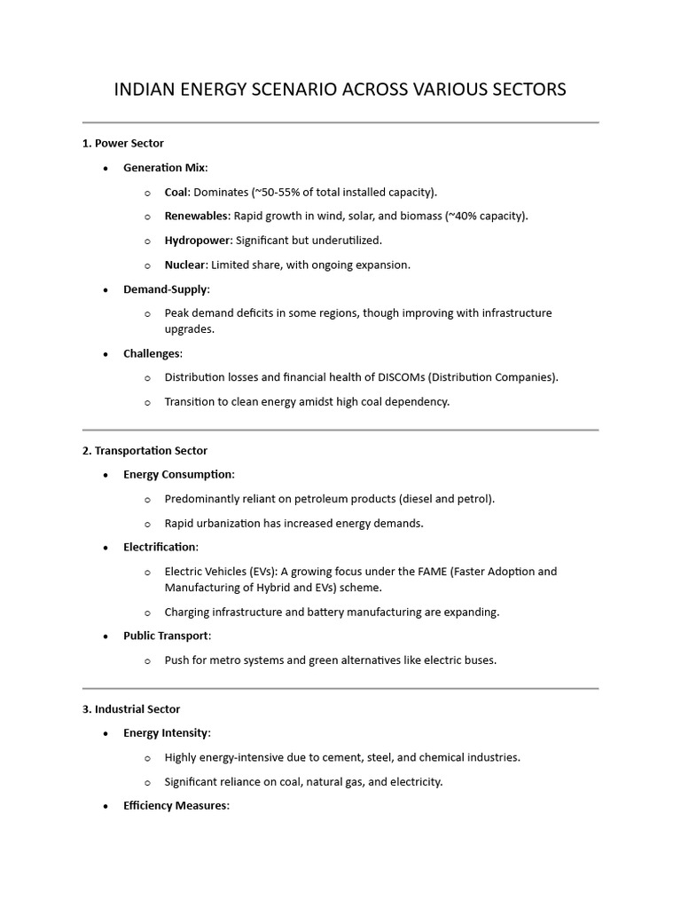 Indian Energy Scenario Across Various Sectors | PDF | Renewable Energy ...