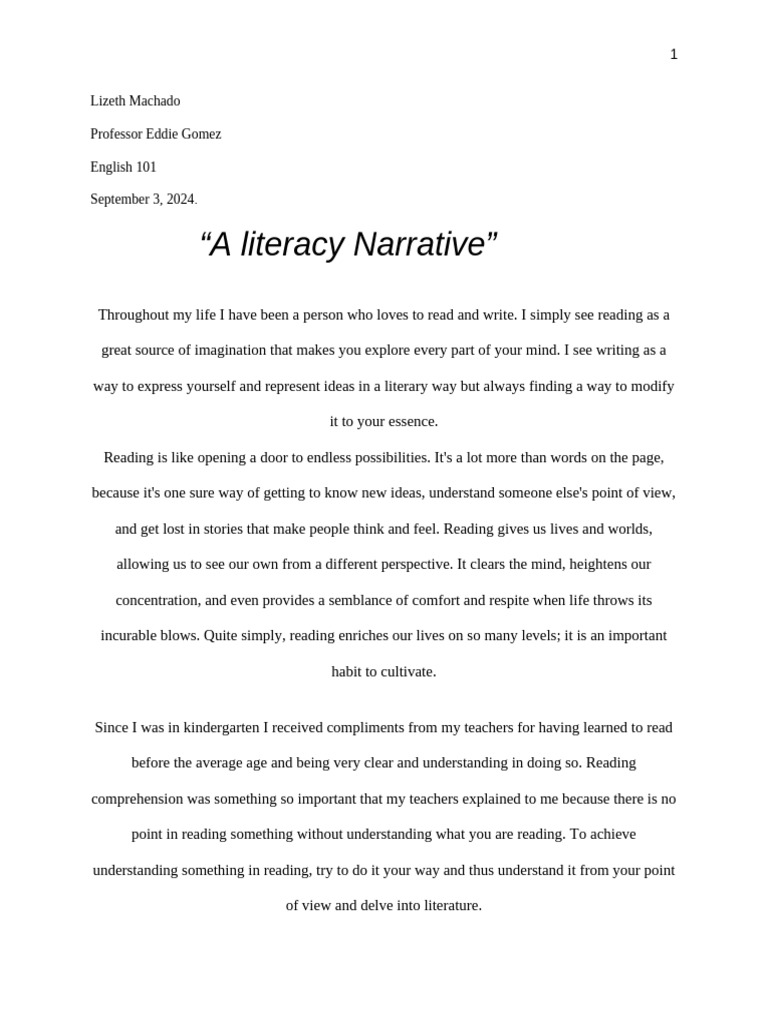 “A Literacy Narrative” | PDF | Mind | Human Communication