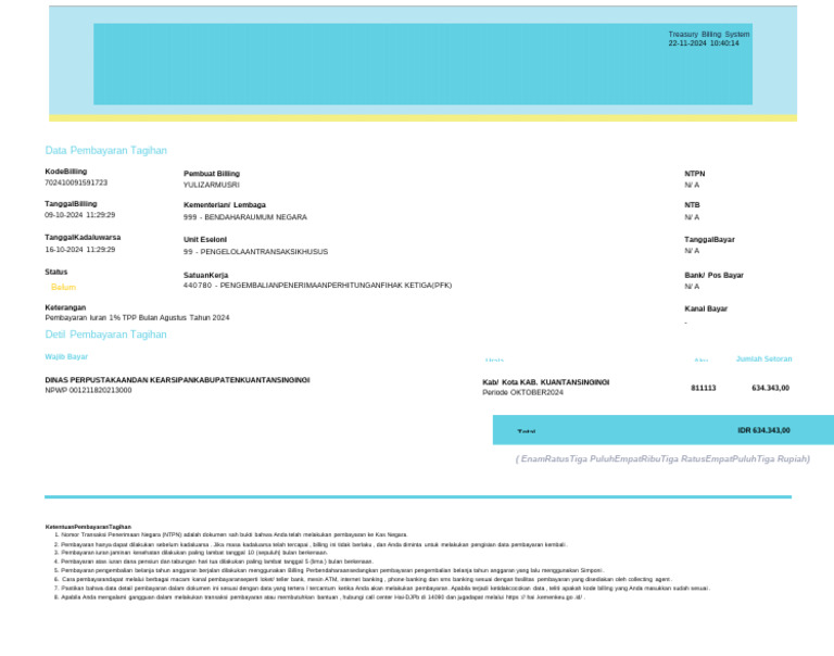 Billing TPP Agustus | PDF