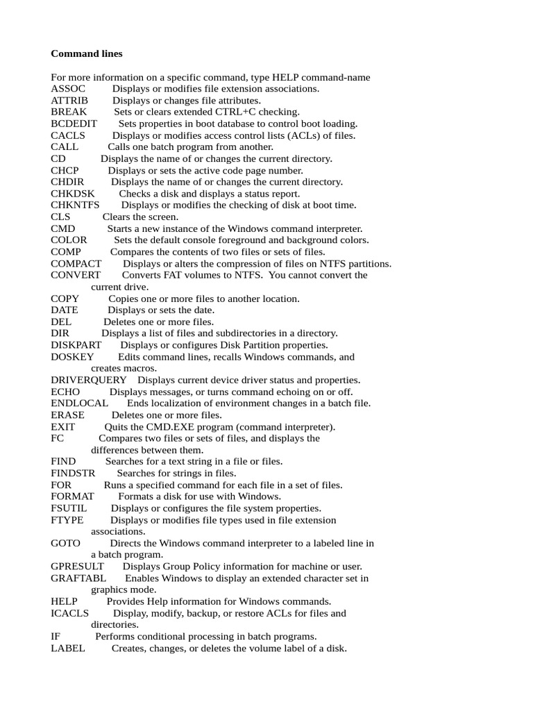 Command Lines | PDF | Computer File | Command Line Interface