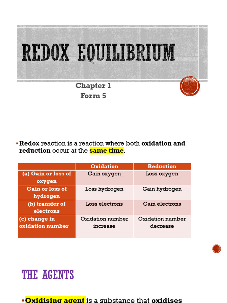 Chapter 1 Redox Equilibrium | PDF | Redox | Chlorine