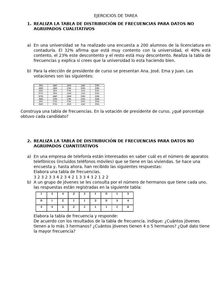 Tarea Tablas de Frecuencia | PDF