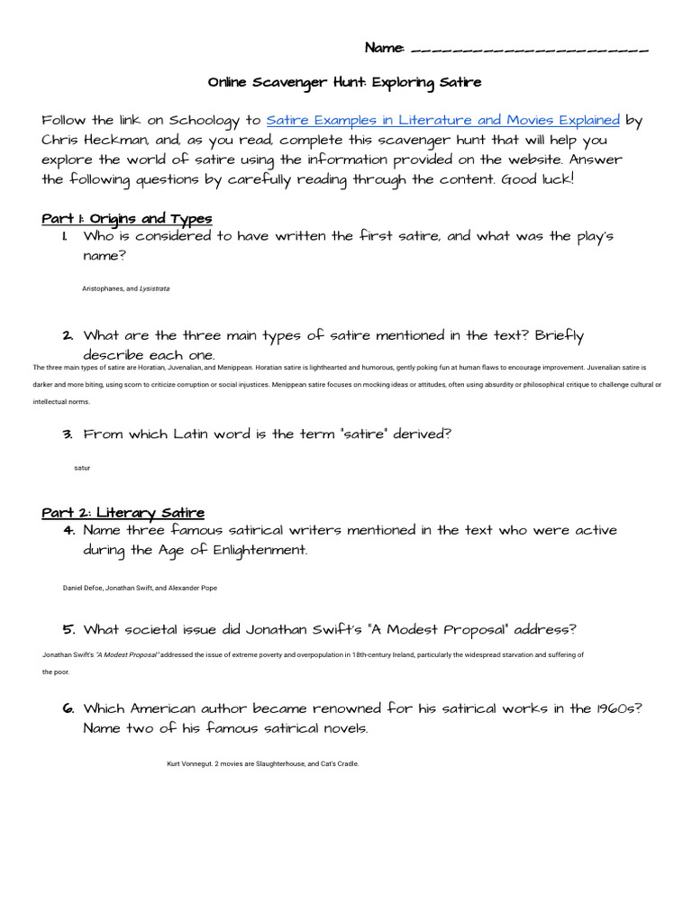 Kami Export - 35 - Online - Scavenger - Hunt - Exploring - Satire | PDF ...