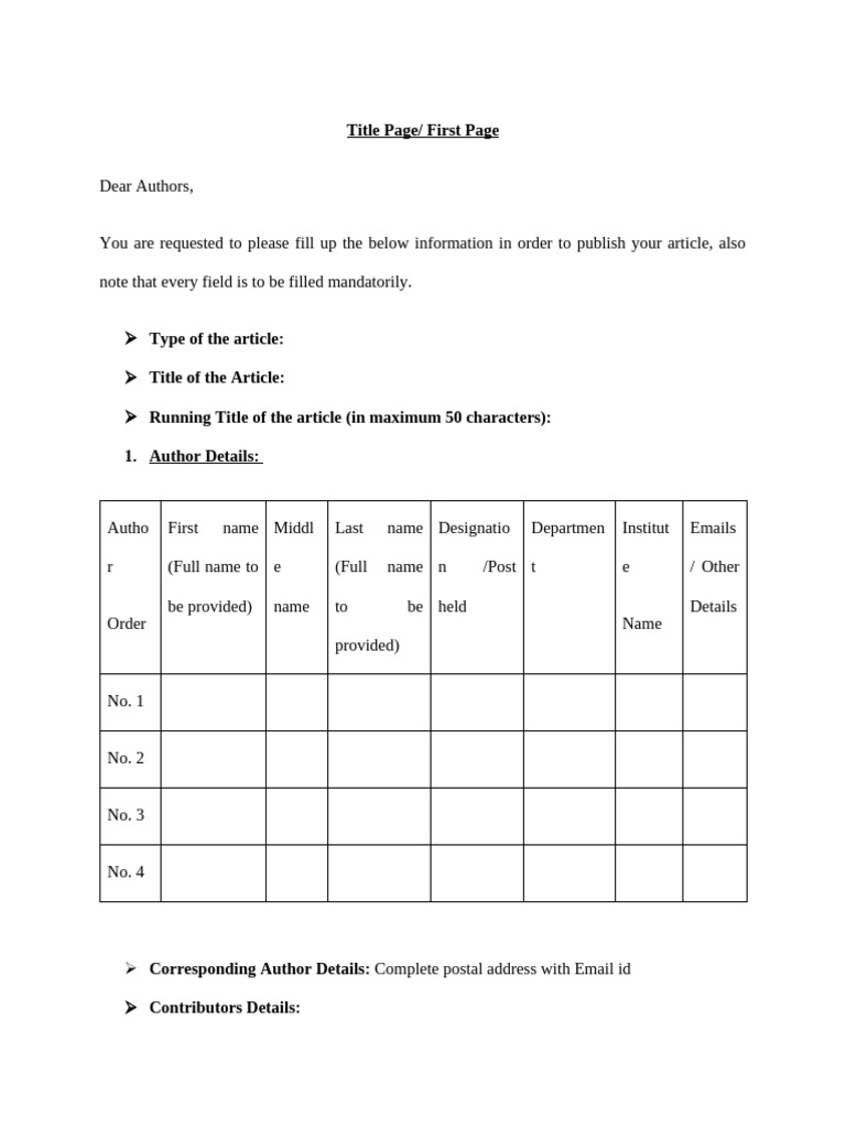 Title Page Template | PDF
