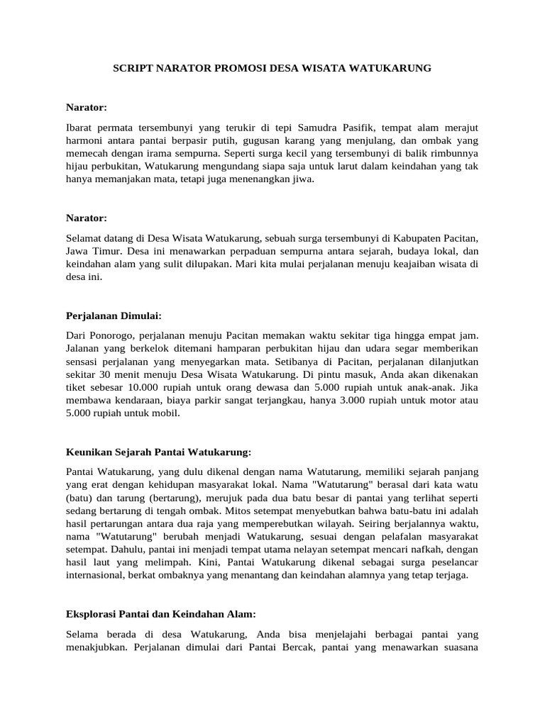 Surga Tersembunyi: Wisata Watukarung | PDF