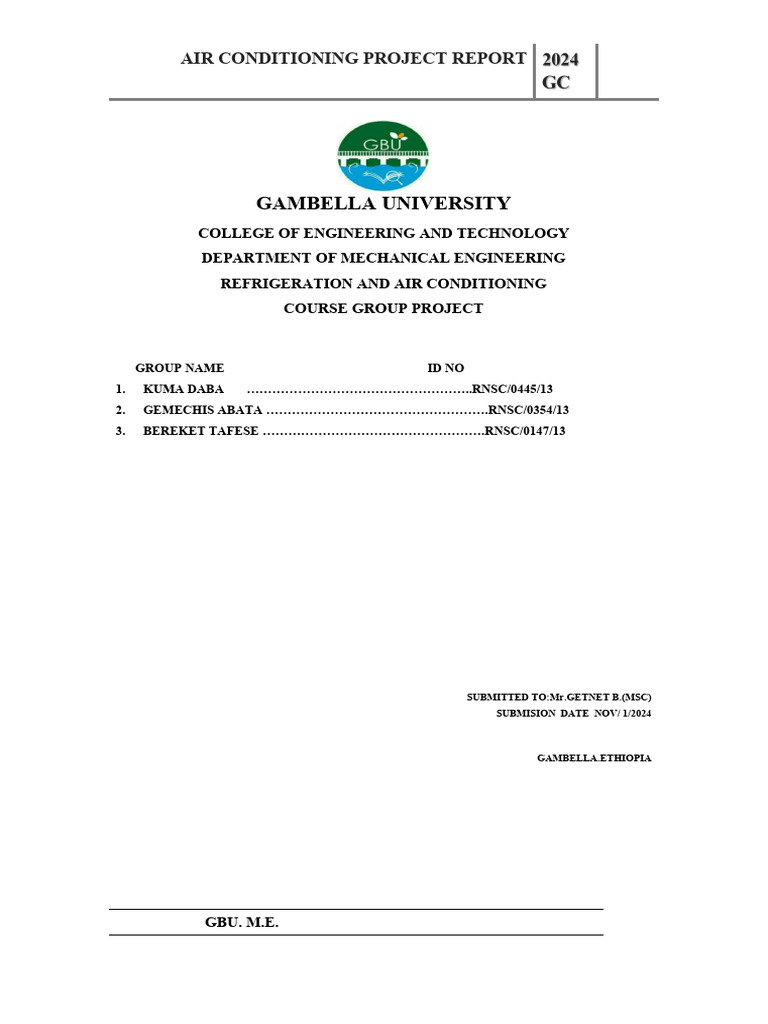 Group-2 Air Conditioning Project | PDF | Air Conditioning | Heat Transfer