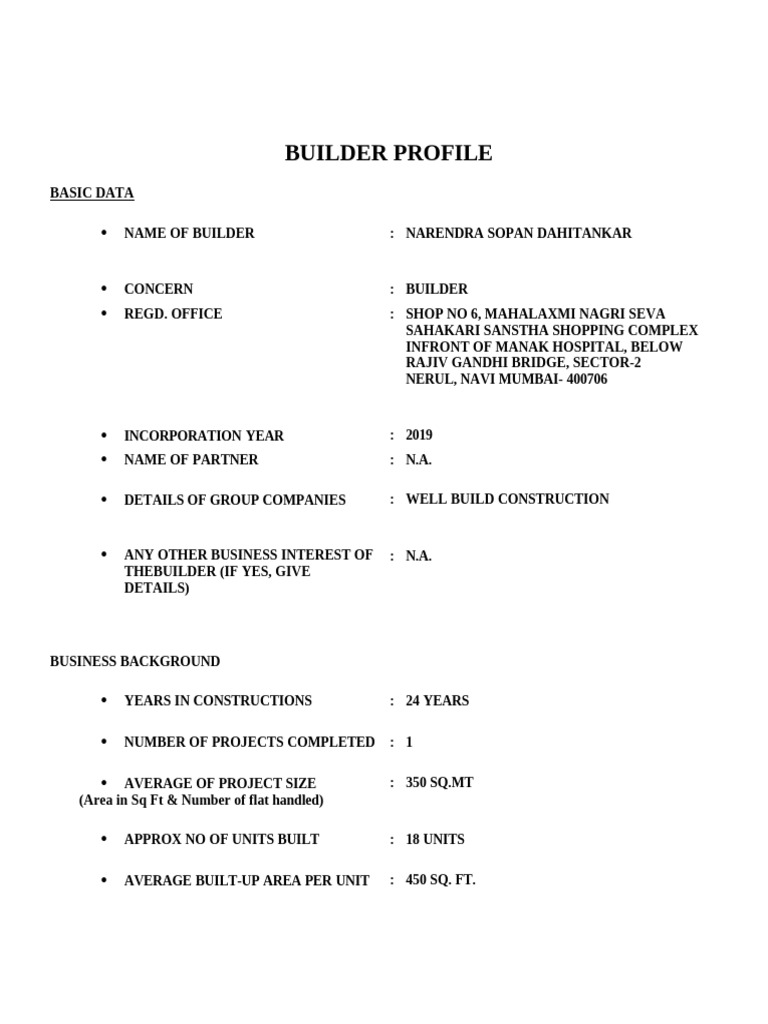Builder Profile Anand Park | PDF