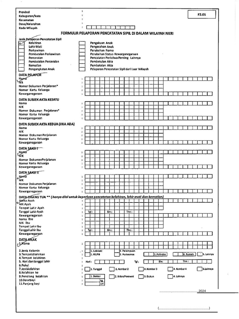 Form Akte Lahir New | PDF