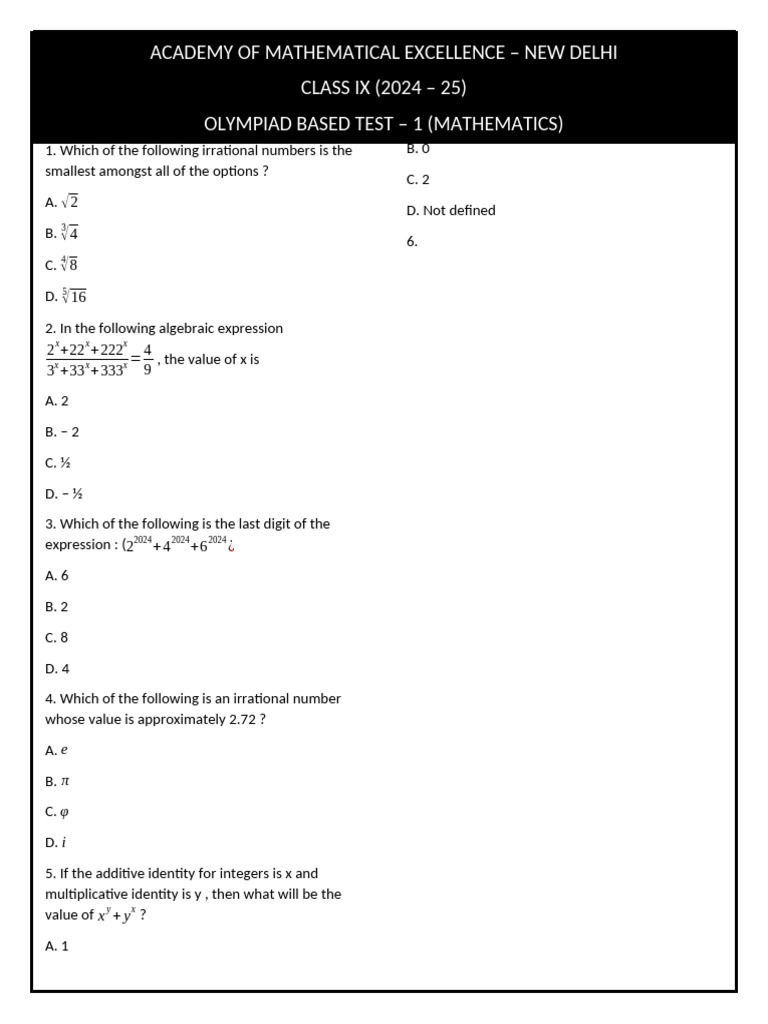 Academy of Mathematical Excellence | PDF