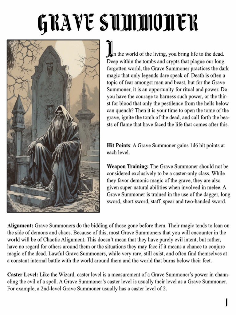 Grave Summoner Class Overview | PDF