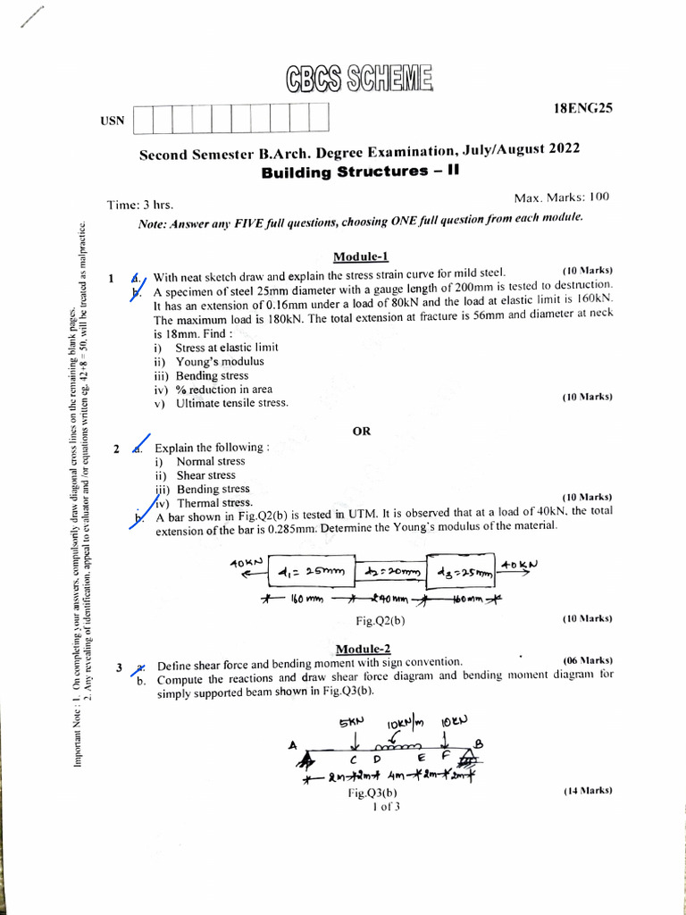 Building Structures Exam Questions 2022 | PDF | Bending | Stress ...