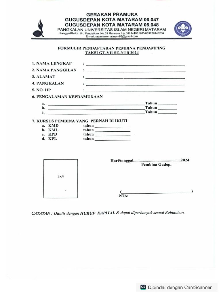 Formulir Pembina Pendamping | PDF