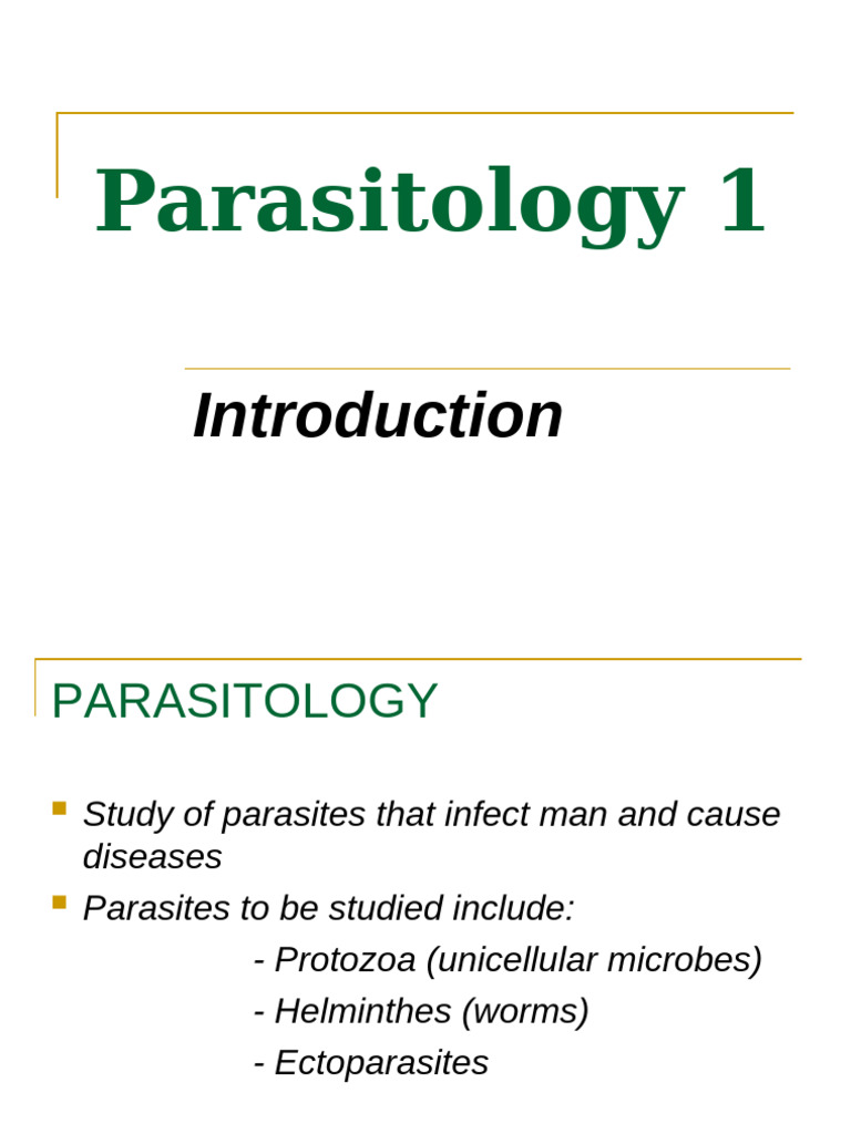 1 - Parasitology Introduction | PDF | Parasitism | Immunology