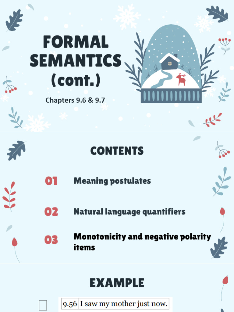 Chapter 9 (Cont) - Formal Semantics | PDF | First Order Logic | Formalism (Deductive)
