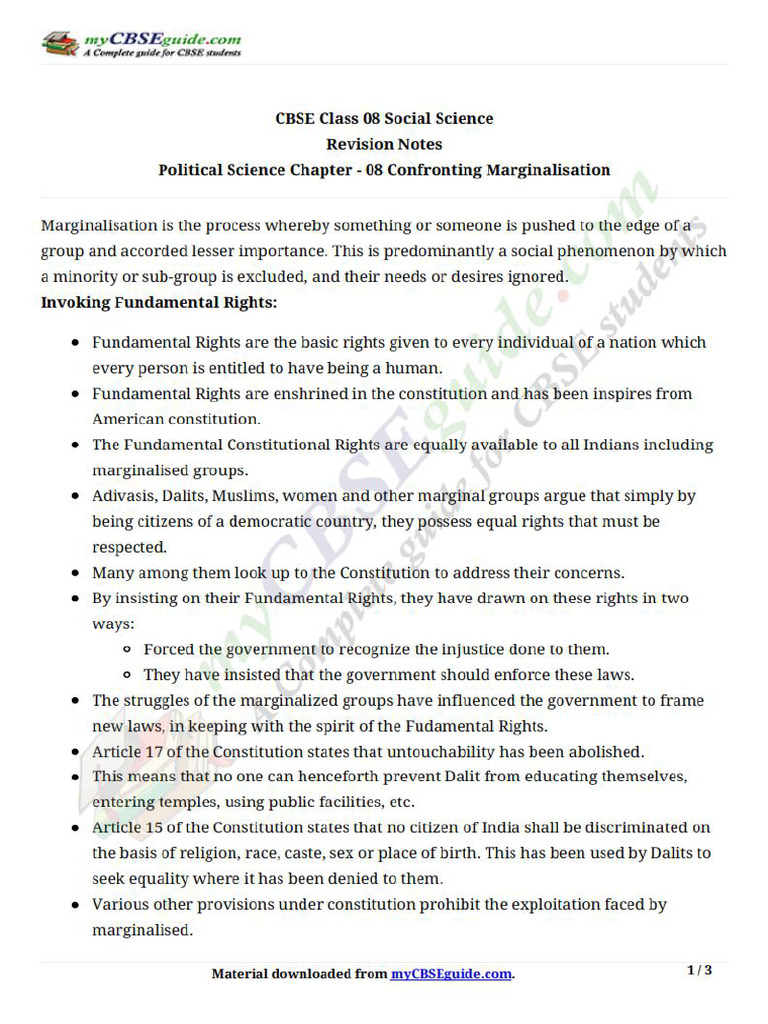 8 Soc Sci Pol Sci Revision Notes Ch8 | PDF